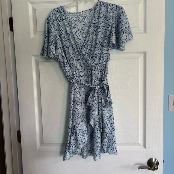 Amazon | Dresses | Floral Blue Wrap Dress | Poshmark